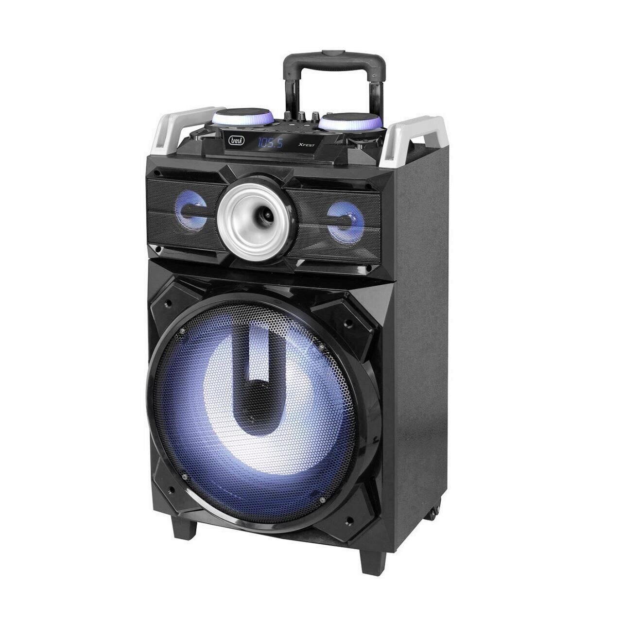 Boxa portabila cu Bluetooth si functie Karaoke, Trevi 120 W, FM, MP3 ...