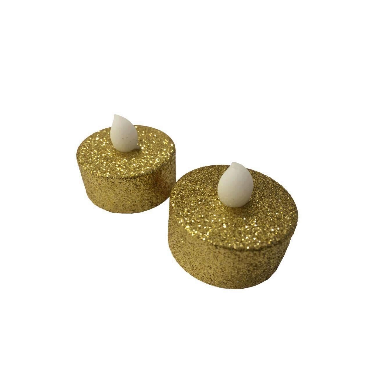 Set decoratiuni 2 candele cu led, Home CD 2/GX, glitter auriu - Victor ...