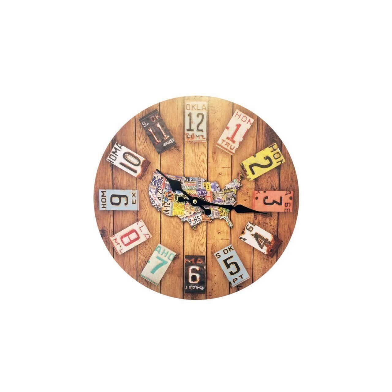 Ceas de perete Home Vintage EDC 2532, model numar masina, diametru 34 ...
